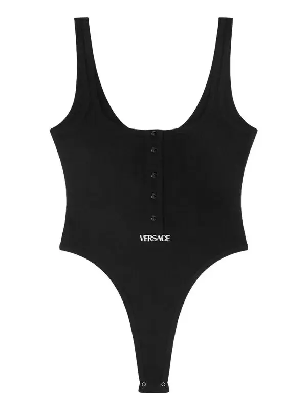 Versace Logo-embroidered Bodysuit - Black