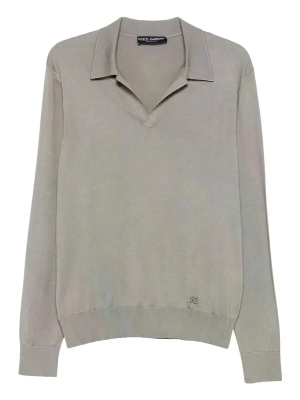 Dolce & Gabbana Collared Long-sleeve T-shirt - Grey