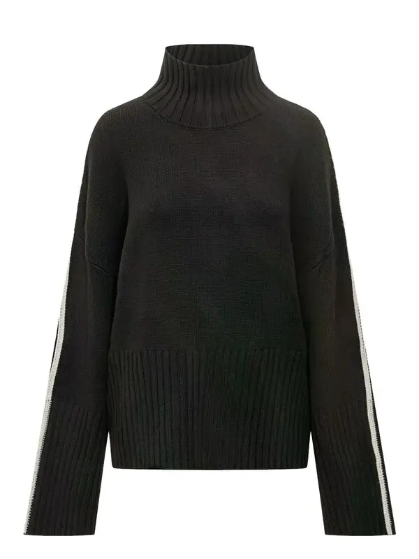 Pinko Striped-sleeve High-neck Sweater - Black