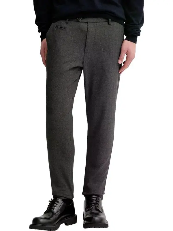 LES DEUX Como Herringbone Trousers - Grey