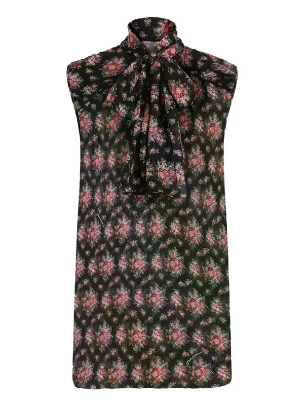 Dolce & Gabbana Floral-print Bow Top - Black
