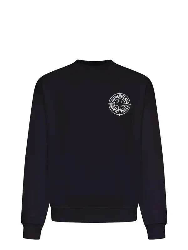 Stone Island Compass Print Crew-neck Sweatshirt - Black