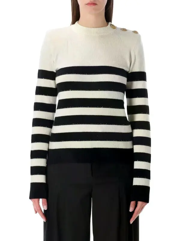 Balmain Striped Sweater - White