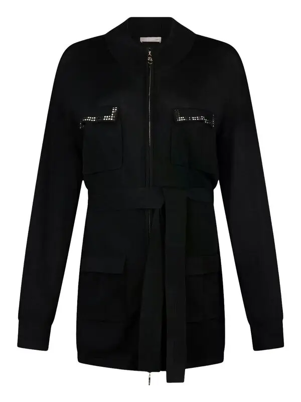 Liu Jo Appliqué-pocket Belted Cardigan - Black