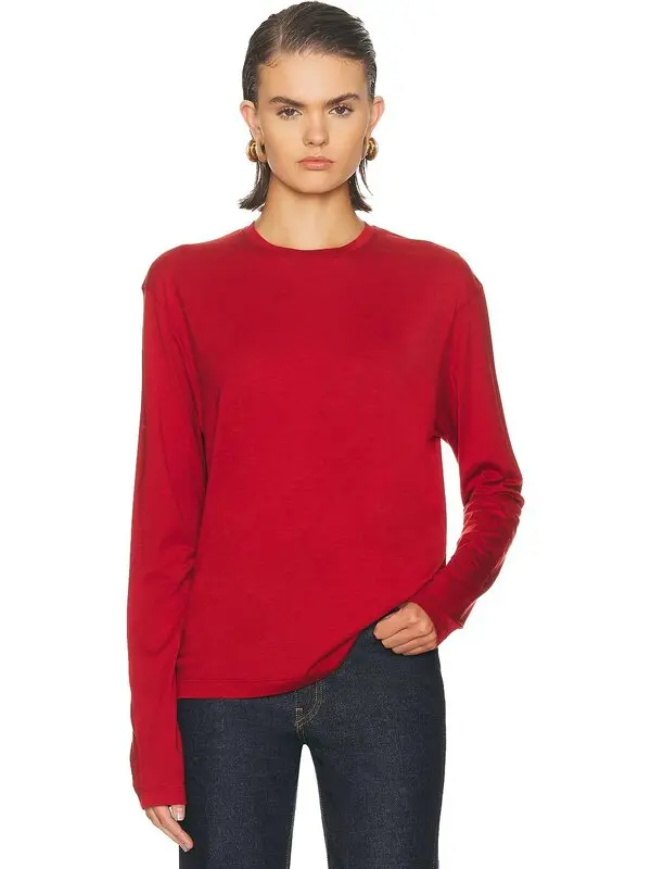 TOTEME Classic Long Sleeve Tee - Poppy