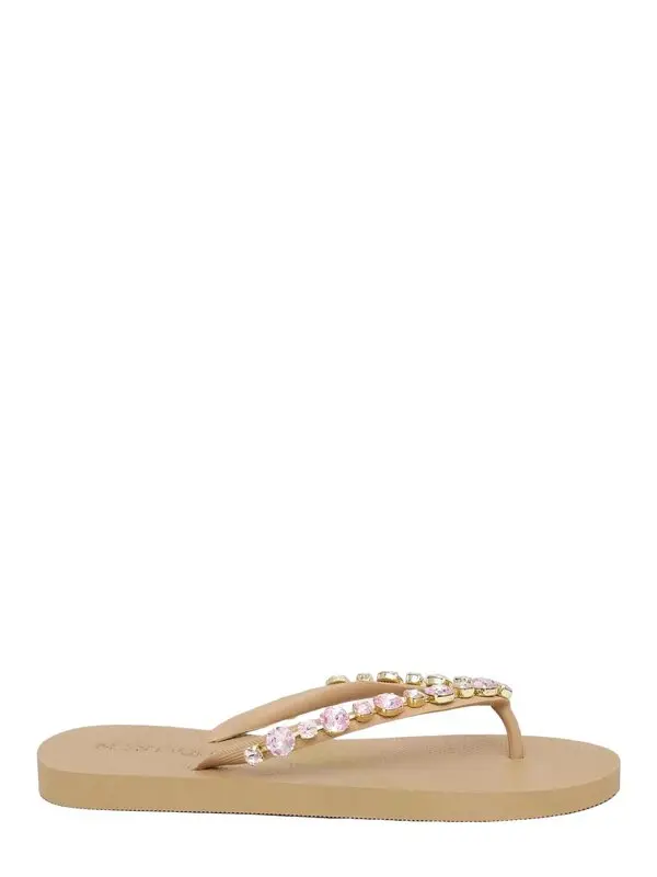 Mystique Blakely Crystal-embellished Flip-flops - Neutrals
