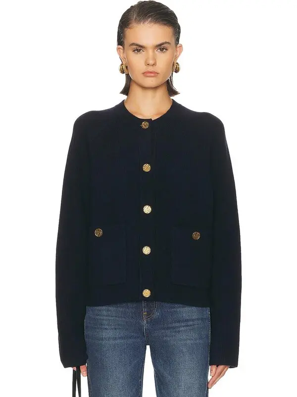TOTEME Hammered Button Cardigan - Navy