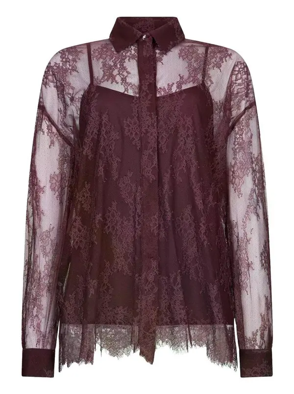 Liu Jo Chantilly Lace Shirt - Brown