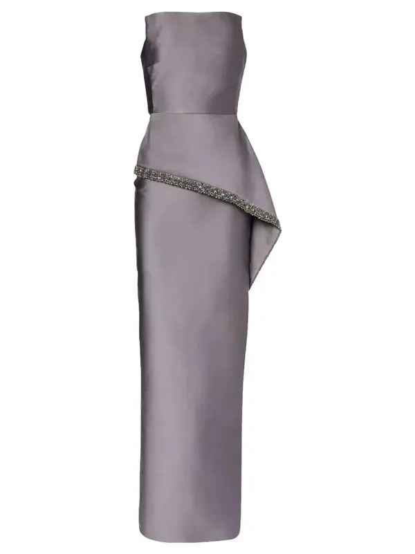 Roland Mouret Square-neck Gown With Crystal Trim - Grey
