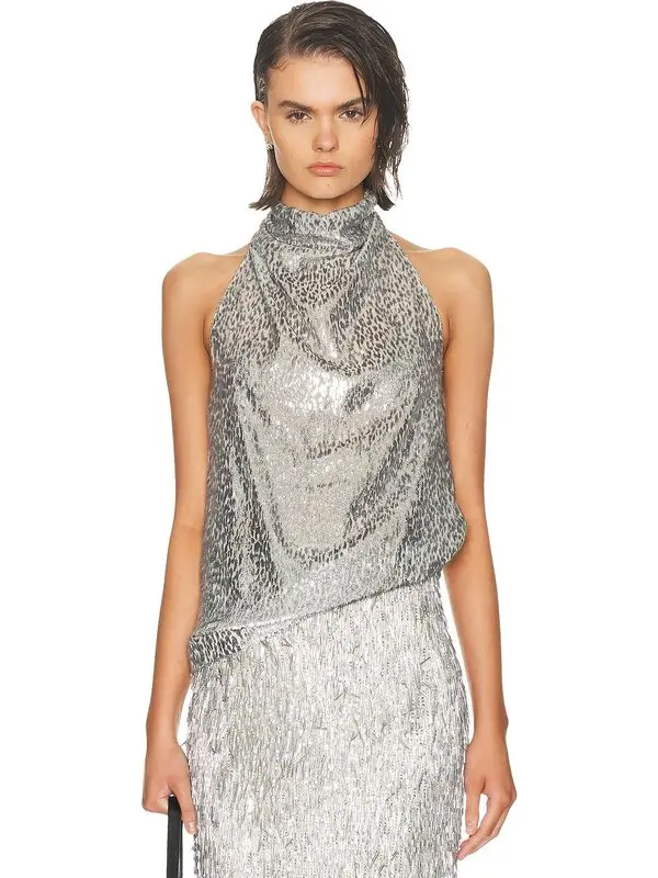 Stella McCartney Fil Coupe Alterneck Top - Silver