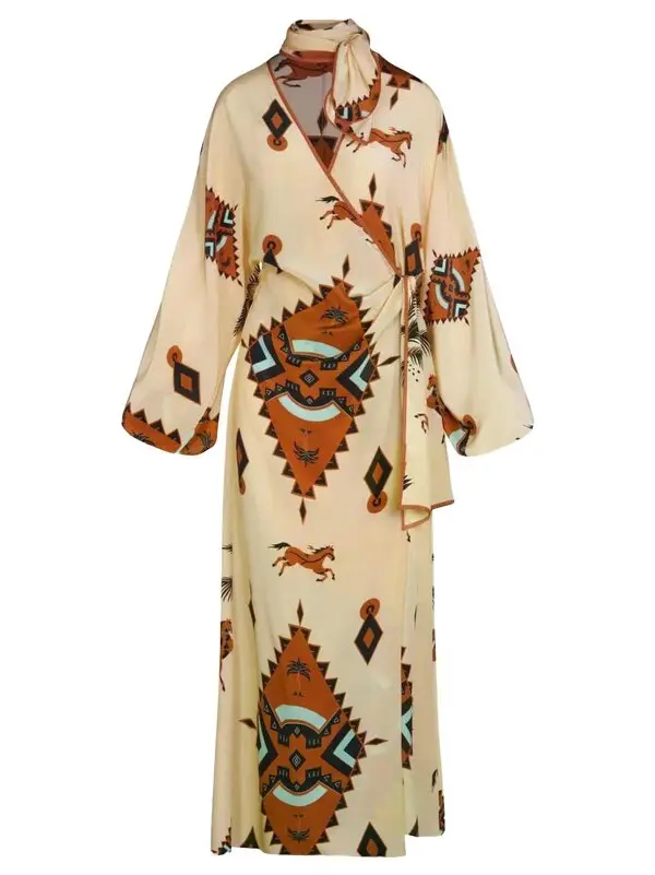 Johanna Ortiz Ollantay Wrap Dress - Neutrals