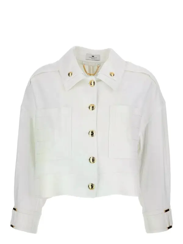 Elisabetta Franchi Jacket With Gold Button Detail - White