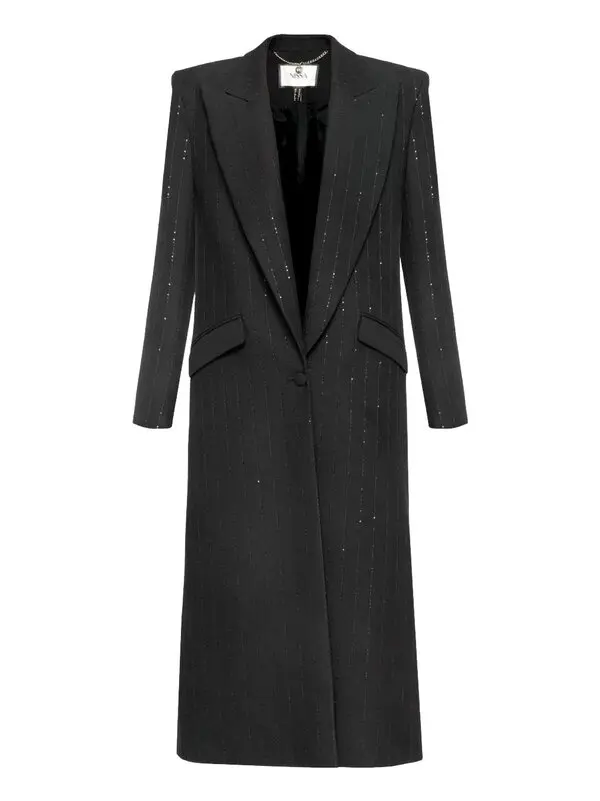 NISSA Sequin-embellished Tailored Coat - Black