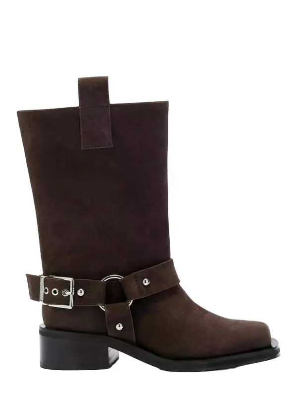 GANNI Buckle-detail Boots - Brown