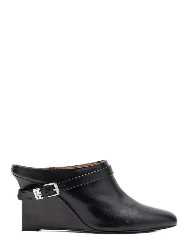 GANNI Buckle Wedge Mules - Black