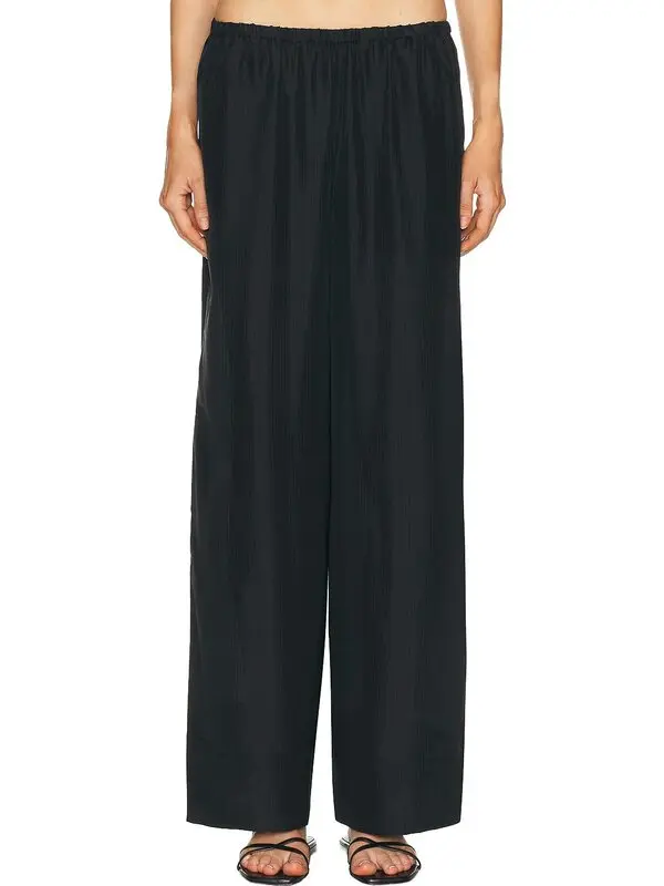 ST. AGNI Silk Grid Relaxed Pant - Black