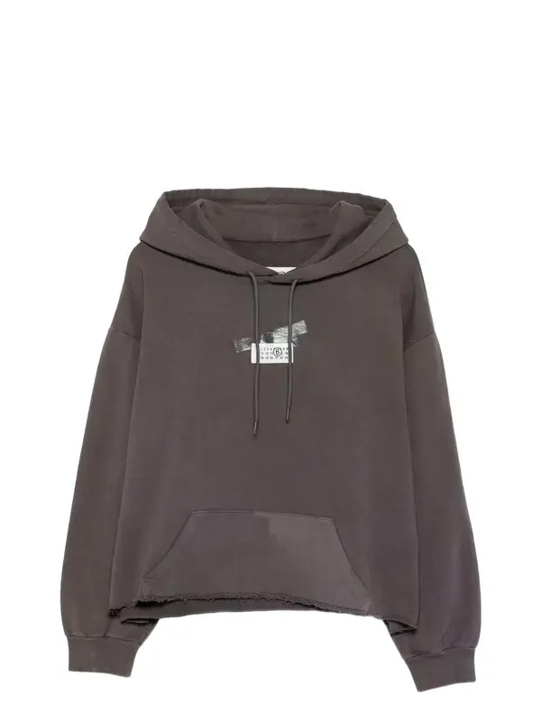 MAISON MARGIELA Distressed Graphic Hooded Top - Grey