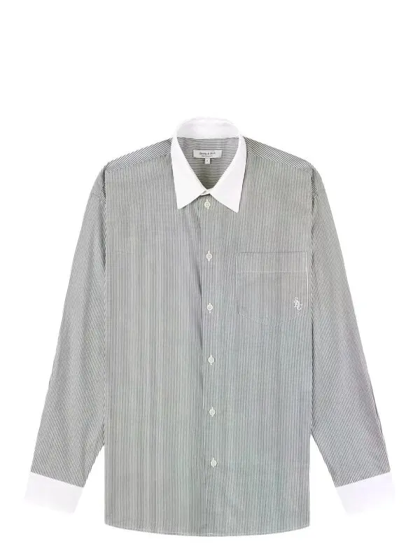 SPORTY & RICH Striped Chest-pocket Shirt - Green