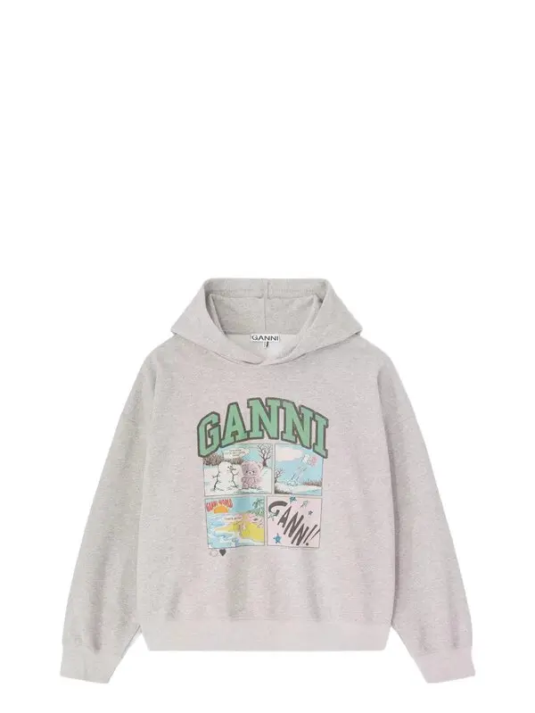 GANNI Graphic-print Hoodie - Grey