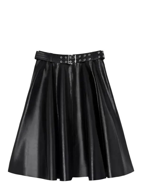 GANNI Belted Midi Skirt - Black
