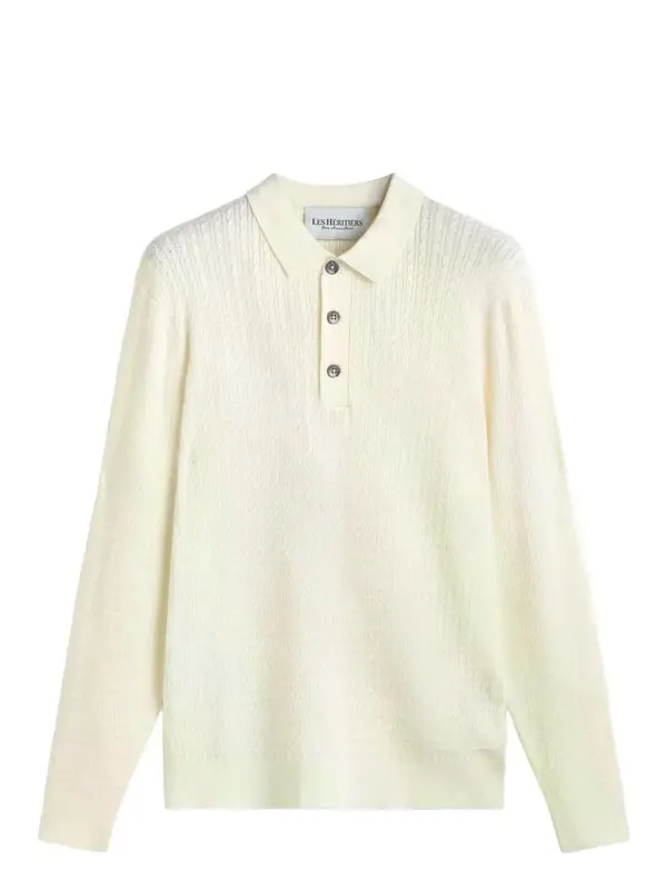 LES HÉRITIERS Textured Polo Shirt - Neutrals