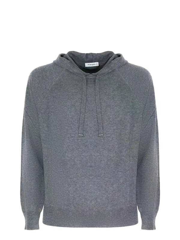 KANGRA Hooded Ribbed Pullover - Grey