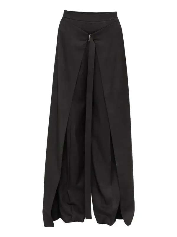 NISSA Layered Wide-leg Trousers - Black