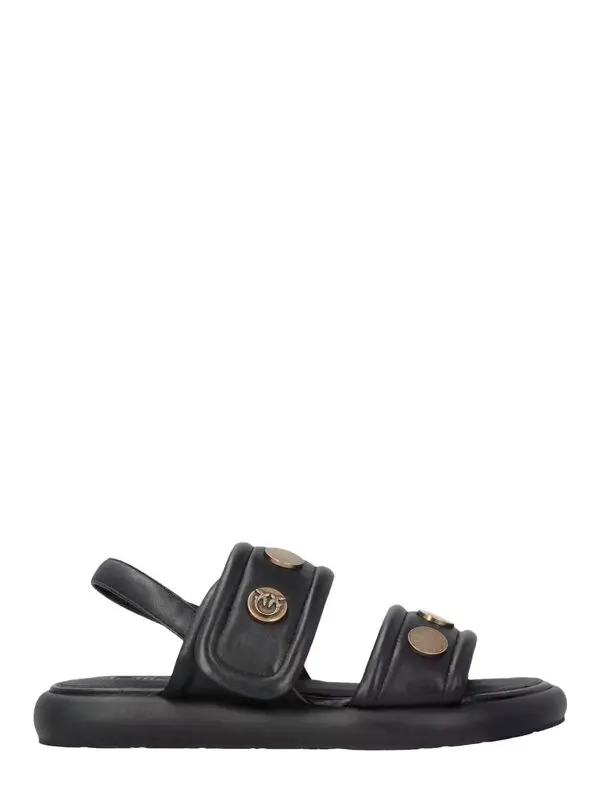 Pinko Studded Leather Sandals - Black