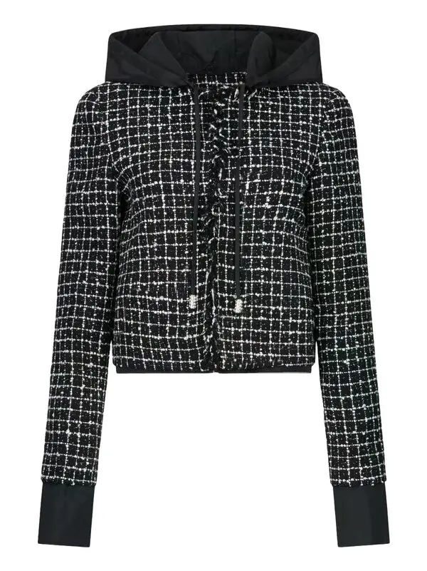 Liu Jo Bouclé Jacket With Removable Hood - Black