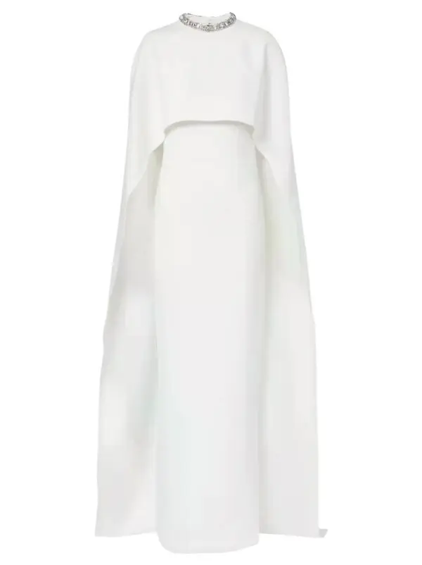 Roland Mouret Maxi Dress With Crystal Neck Embellishment - White