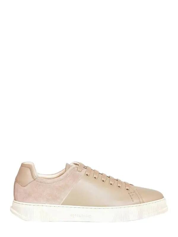 FERRAGAMO Lace-up Panelled Sneakers - Neutrals