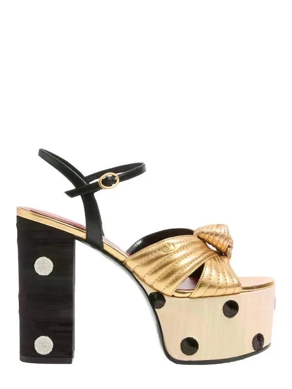 Valentino Garavani Knot-detail Heeled Sandals - Gold