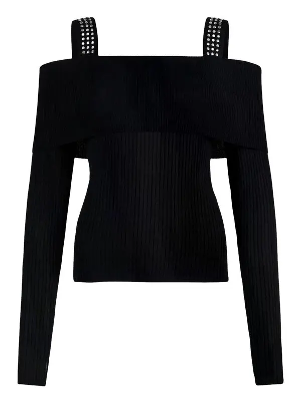 Liu Jo Studded Off-the-shoulder Sweater - Black