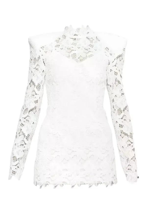NISSA Lace Long-sleeve Dress - White