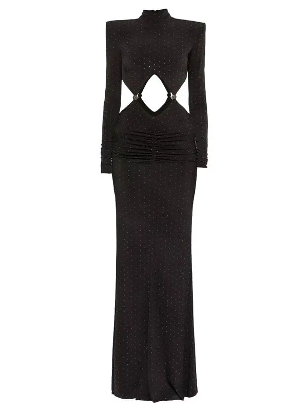 NISSA Rhinestone-embellished Maxi Dress - Black