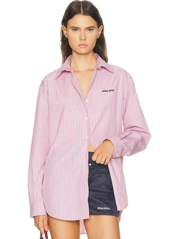 Miu Miu Popeline Riga Shirt - Rosa