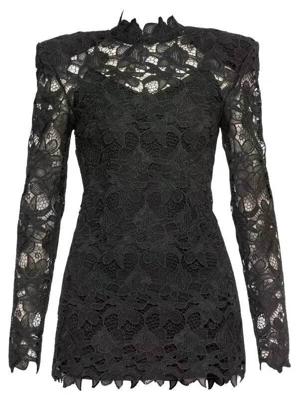 NISSA Lace Mini Dress - Black
