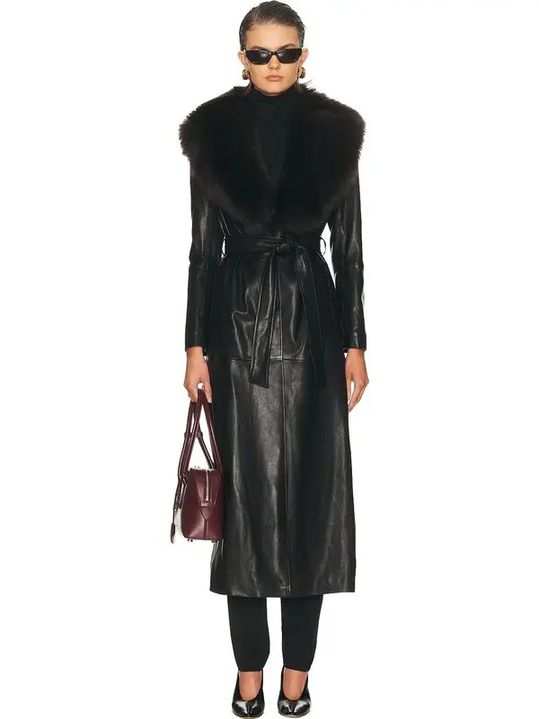 Nour Hammour Dakota Leather Coat - Black Espresso
