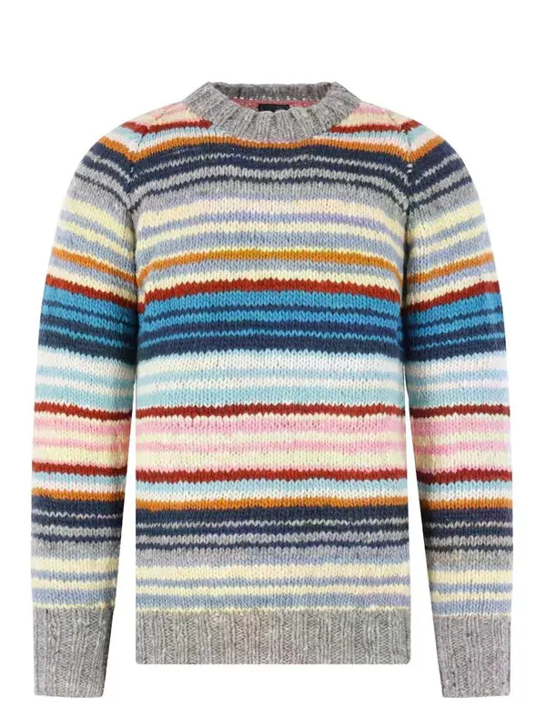 CHAMULA Striped Crew-neck Sweater - Grey
