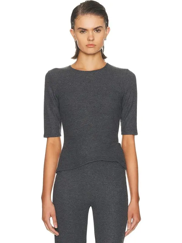 LESET Lauren Mid Sleeve Tee - Charcoal