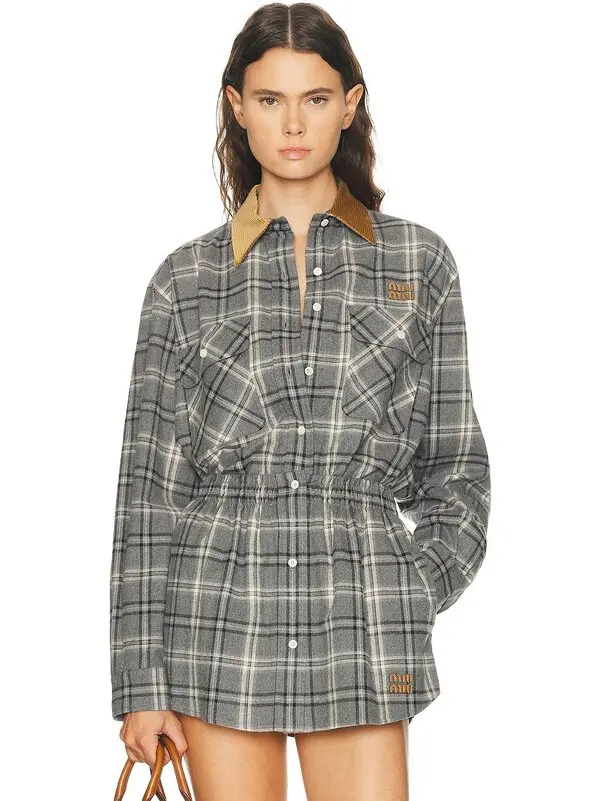 Miu Miu Flanella Check Shirt - Ardesia