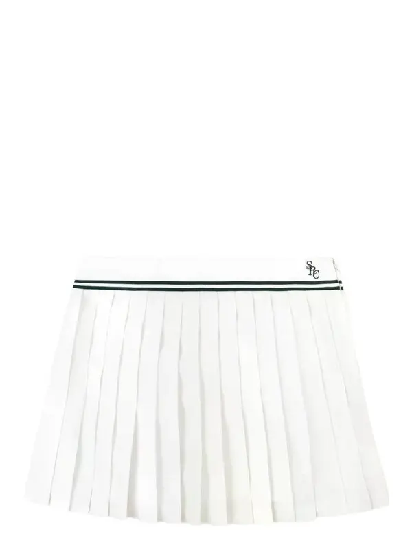 SPORTY & RICH Pleated Striped Mini Skirt - White