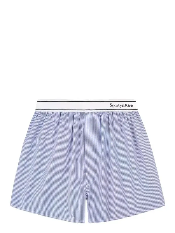SPORTY & RICH Striped Waistband Shorts - Blue