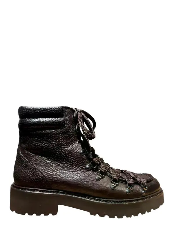 CALCE Lace-up Leather Hiking Boots - Brown