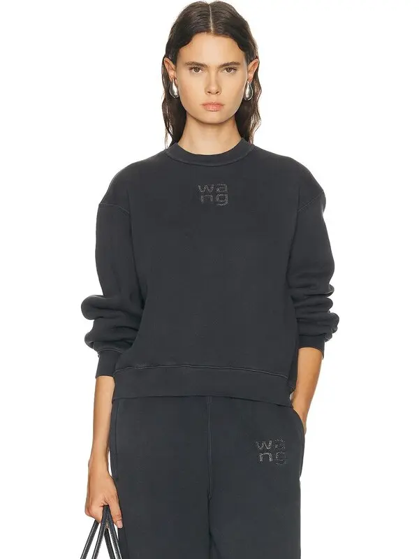 Alexander Wang Hotfix Logo Crewneck Sweatshirt - Washed Black