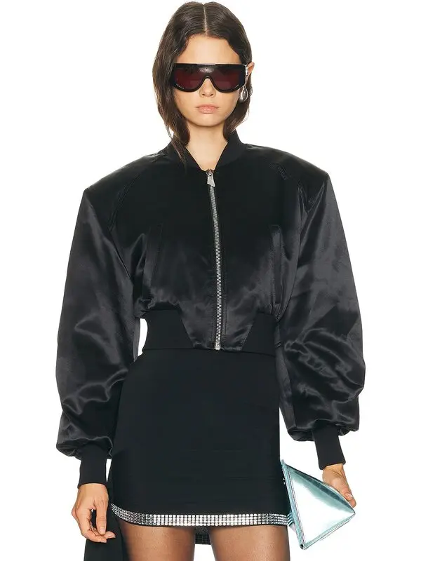 Attico Cropped Bomber Jacket - Black