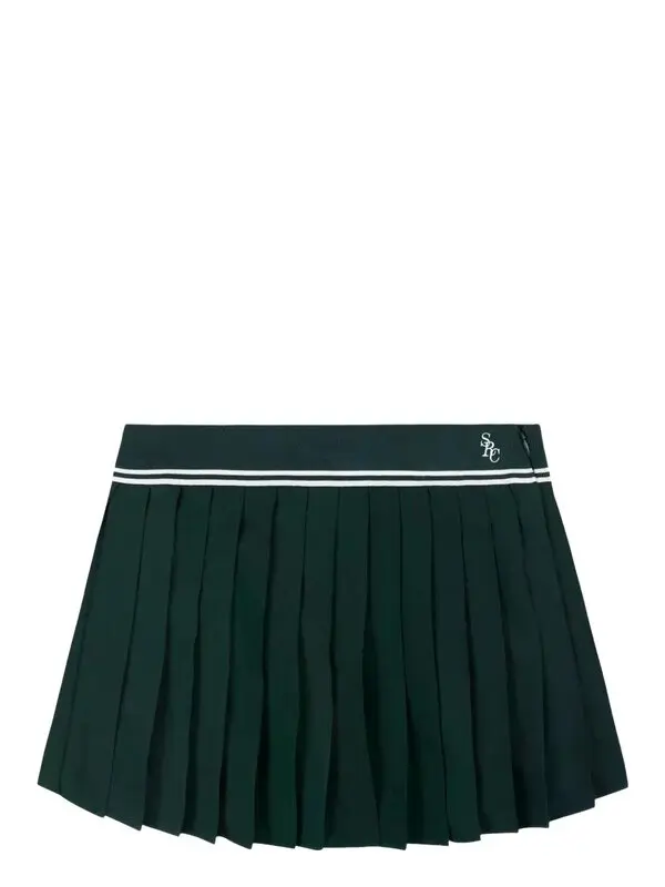 SPORTY & RICH Pleated Mini Skirt With Logo - Green