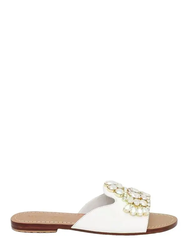 Mystique Crystal-embellished Leather Sandals - White