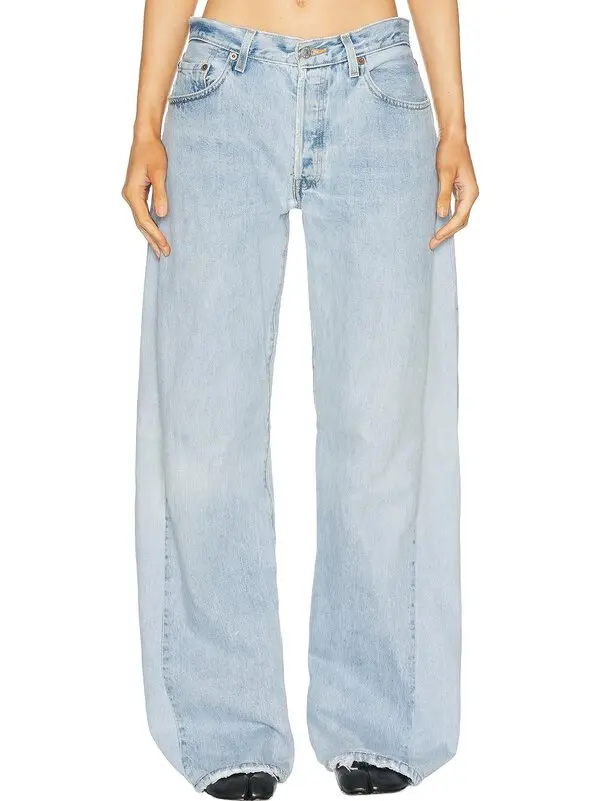 ALIGRACE Retro Oversized Wide Leg Jeans - Light