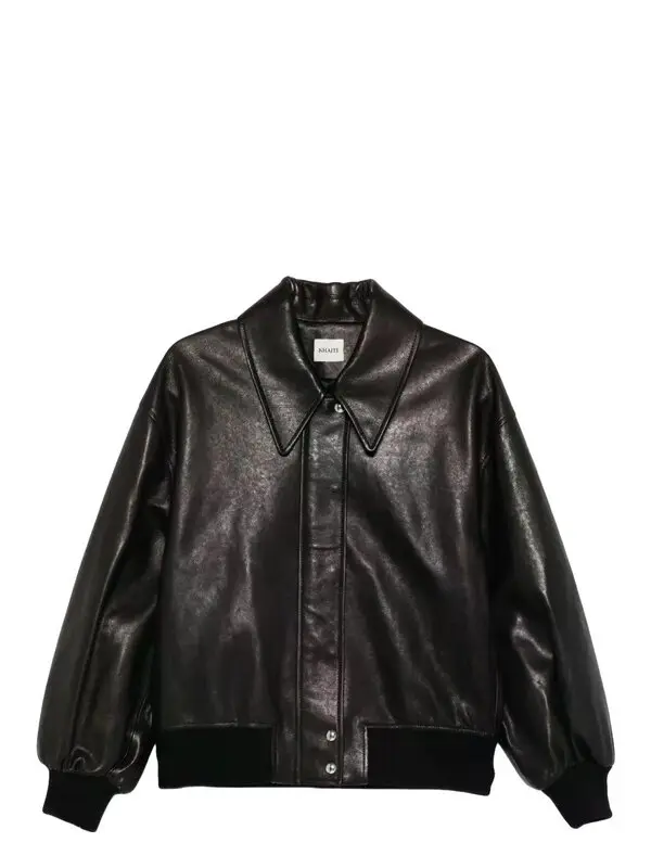 Khaite Collared Leather Jacket - Black